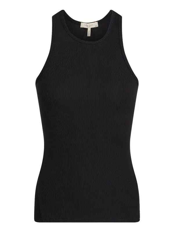Rag & Bone Essential Ribbed Pima Cotton-blend Jersey Tank - Black