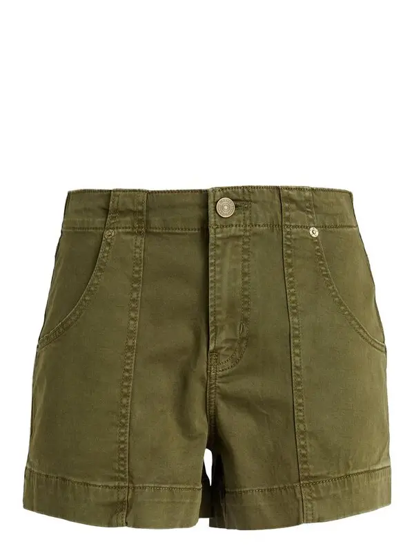 FRAME Cotton-gabardine High-rise Shorts - Army Green