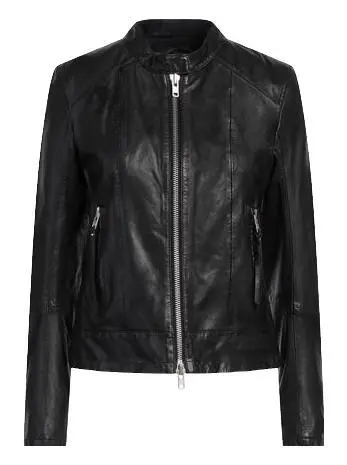 SWORD 6644 Leather Biker Jacket - Black