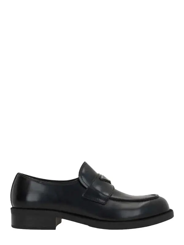 Prada Triangle Logo Slip-on Loafers - Black