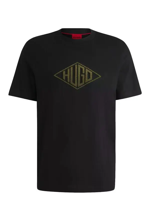 Hugo Embroidered Cotton T-shirt - Black