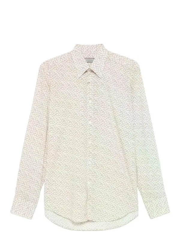 Canali Leaf-print Shirt - Neutrals