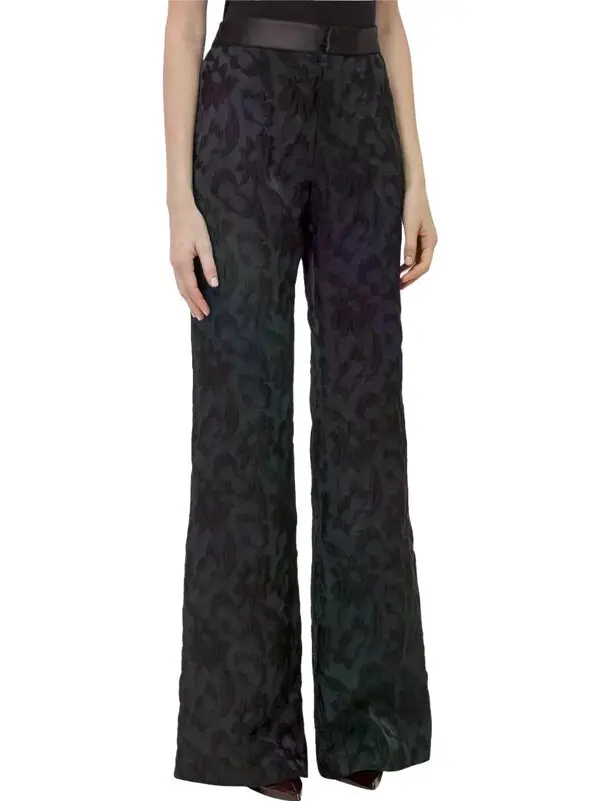 Alexis Jacquard Flared Trousers - Black