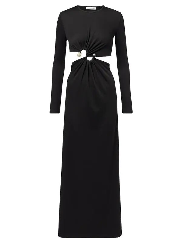 Christopher Esber Concave Cutout Embellished Ribbed-knit Maxi Dress - Black