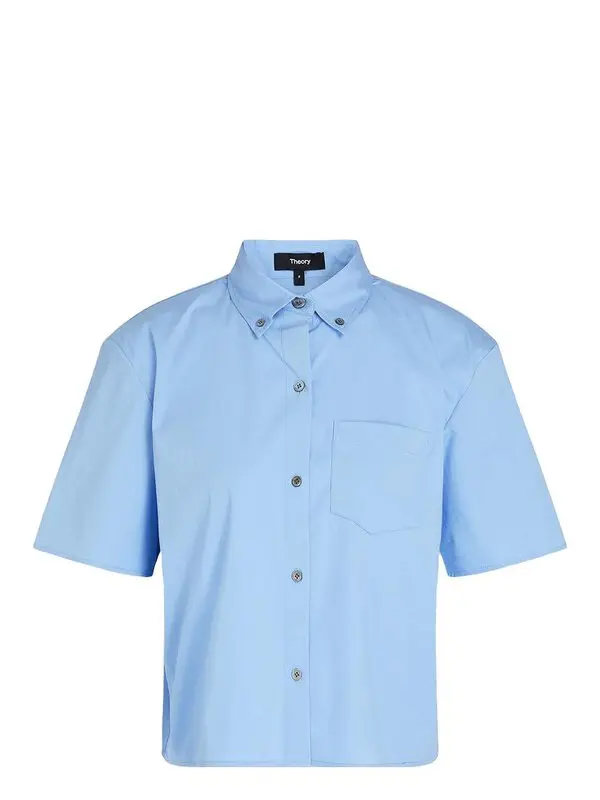 Theory Cotton-blend Poplin Shirt - Light Blue