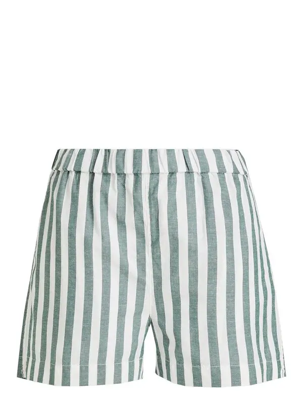 ALEX MILL Striped Cotton And Linen-blend Shorts - Forest Green