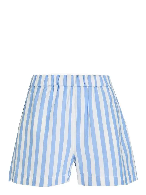 ALEX MILL Striped Cotton And Linen-blend Shorts - Light Blue
