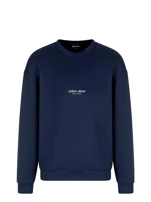 Giorgio Armani Micromodal Jersey Crew-neck Sweatshirt - Navy