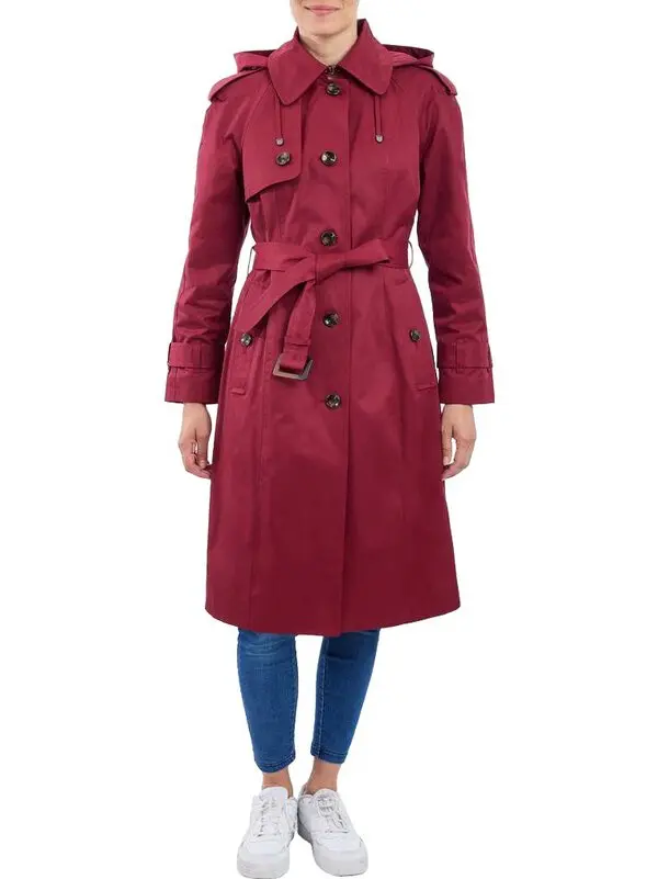 London Fog Cotton-blend Trench Coat - Cranberry