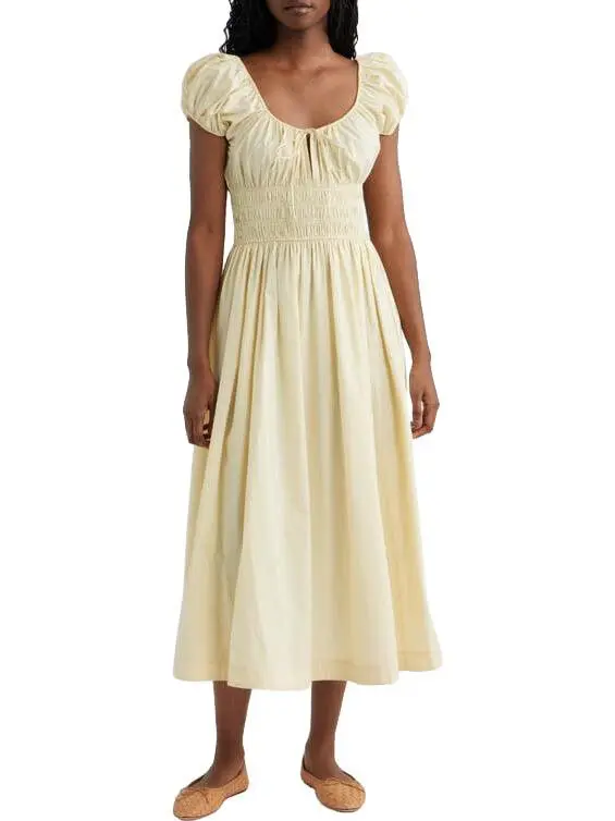 DÔEN Quinn Organic Cotton Poplin Maxi Dress - Buttercream