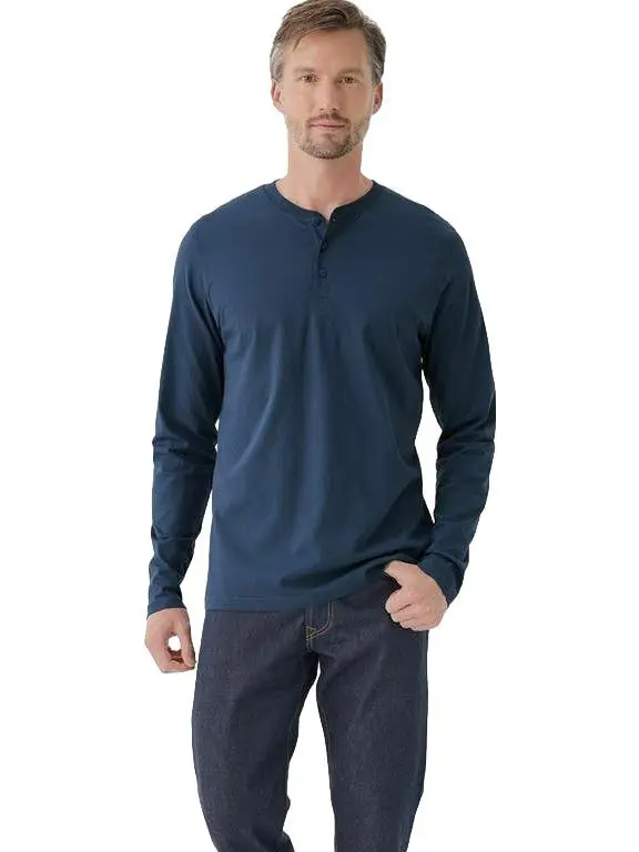 PACT Organic Cotton Softspun Henley Long Sleeve Shirt - French Navy