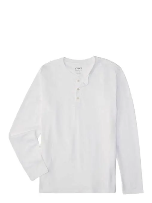 PACT Organic Cotton Softspun Henley Long Sleeve Shirt - White