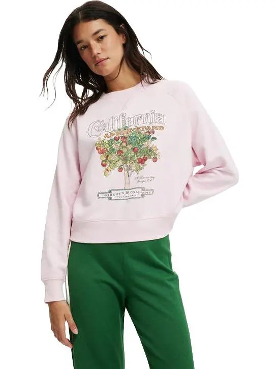 COTTON ON Classic Fleece Graphic Raglan Crew Sweatshirt - California Apple Stand