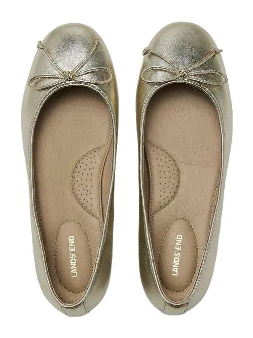 LANDS' END Leather Ballet Flats - Light Gold