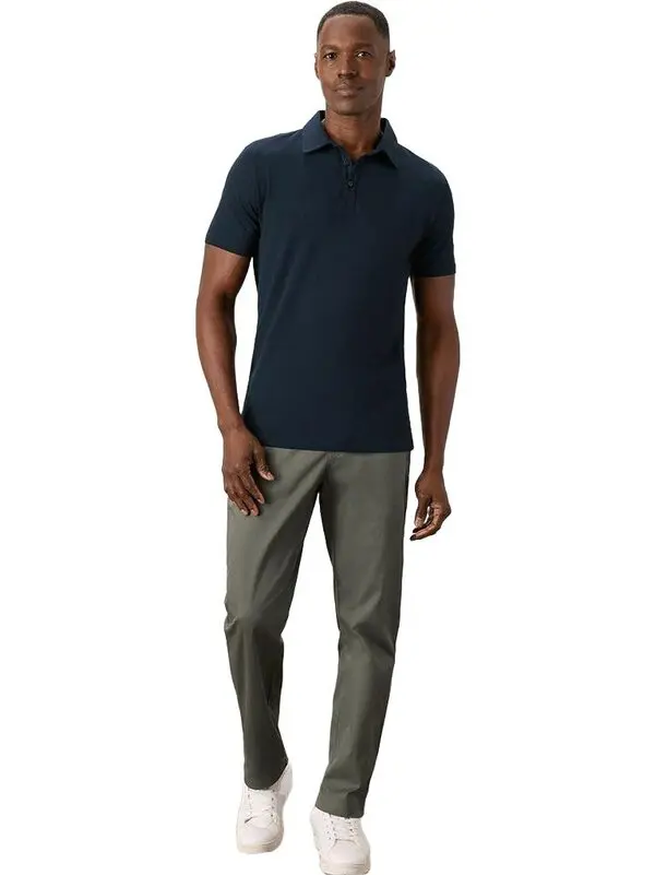 PACT Organic Cotton Luxe Stretch Jersey Slim Polo - Midnight Blue
