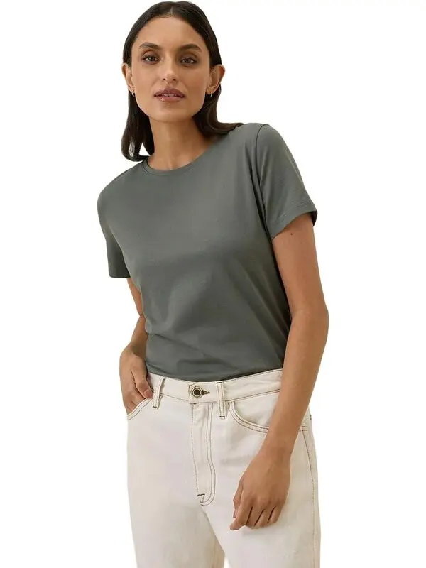 PACT Luxe Stretch Jersey Slim Tee - Castor Green