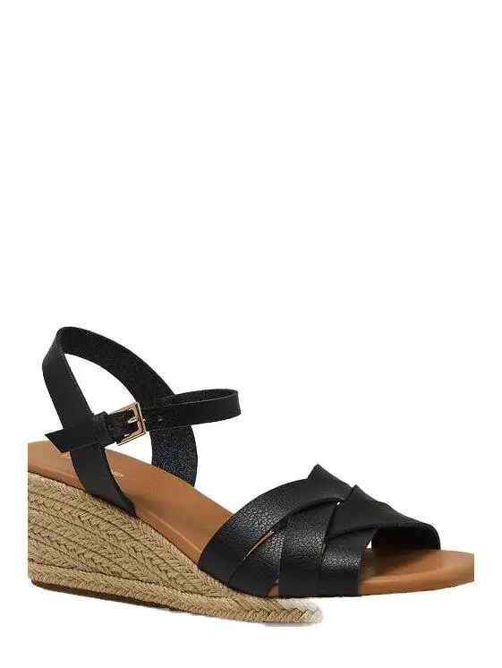 LANDS' END Espadrille Wedge Sandals - Black