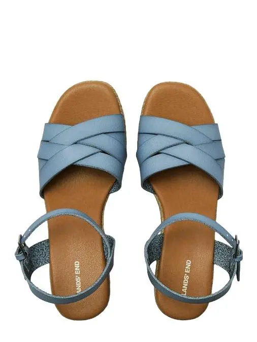 LANDS' END Espadrille Wedge Sandals - Pale Blue Slate