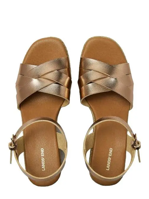 LANDS' END Espadrille Wedge Sandals - Rose Gold