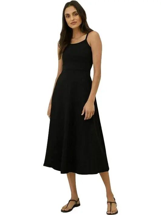 PACT Organic Cotton Fit & Flare Midi Dress - Black