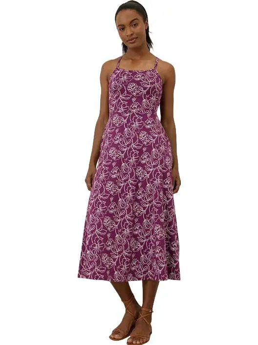 PACT Organic Cotton Fit & Flare Midi Dress - Looking Glass Floral Sangria