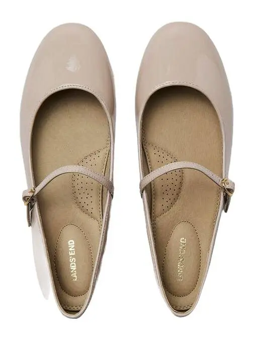 LANDS' END Classic Leather Mary Jane Flats - Faint Blush