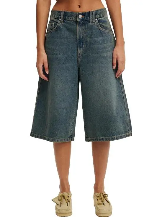 COTTON ON 91 Baggy Denim Jort - Logans Blue