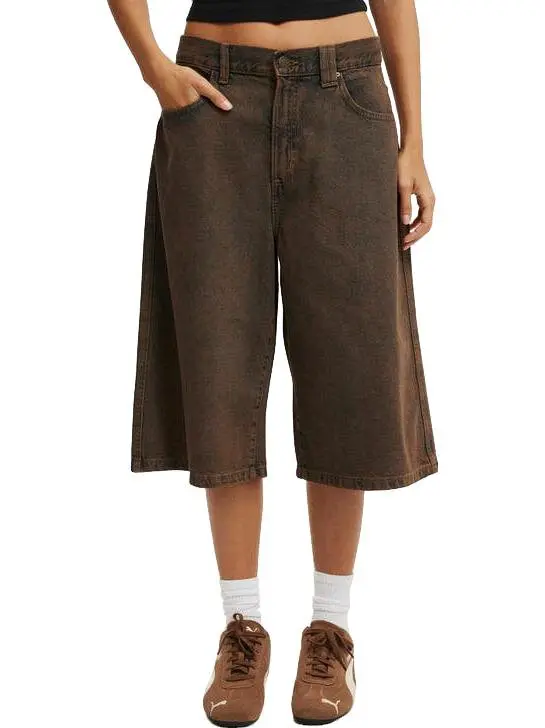 COTTON ON 91 Baggy Denim Jort - Shadow Brown