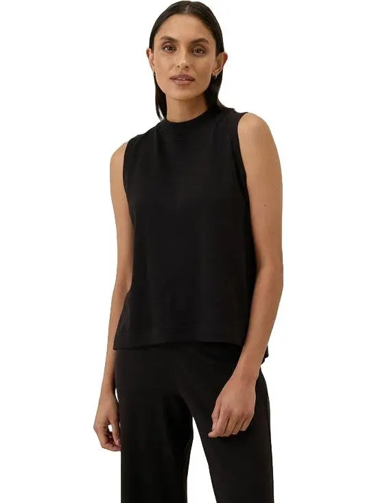 PACT Organic Cotton Mock Neck Shell - Black