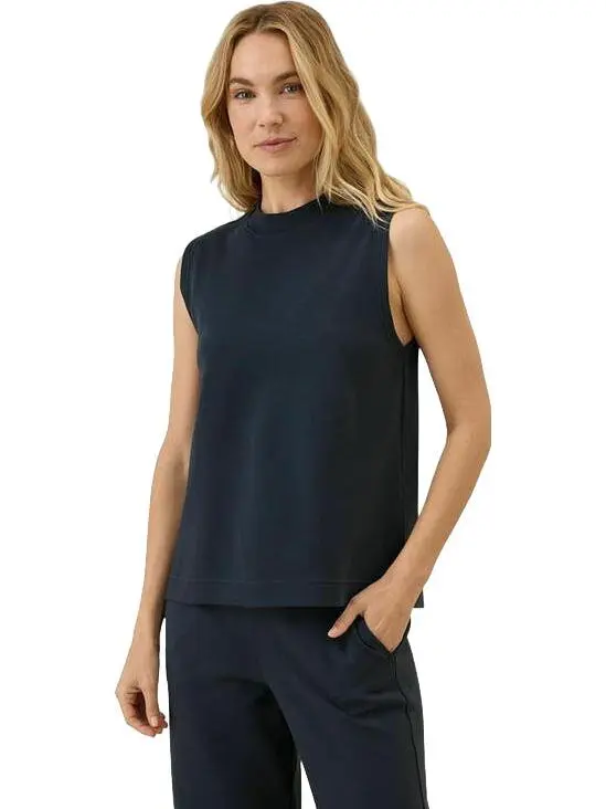 PACT Organic Cotton Mock Neck Shell - Midnight Blue