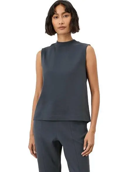 PACT Organic Cotton Mock Neck Shell - Steel Blue