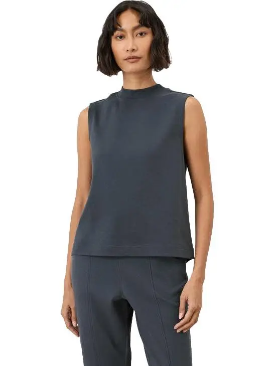 PACT Organic Cotton Mock Neck Shell - Steel Blue