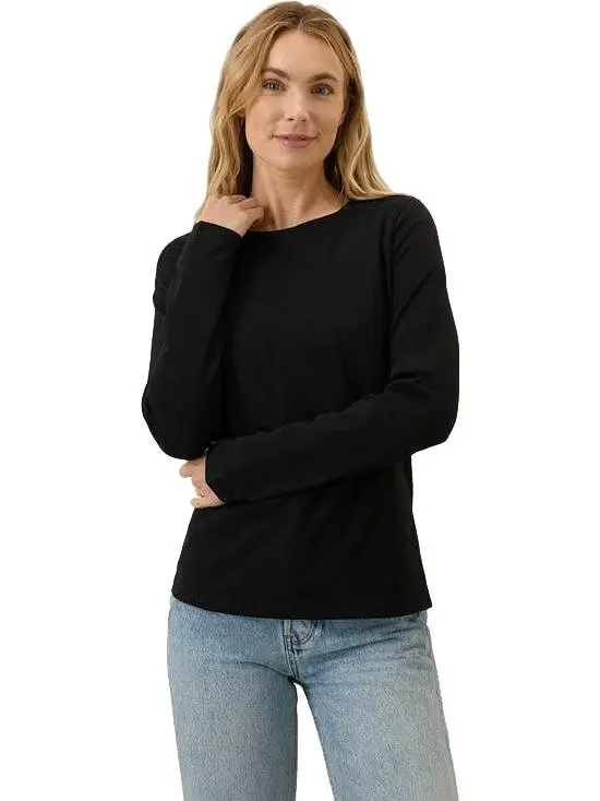 PACT Luxe Stretch Jersey Slim Long Sleeve Tee - Black