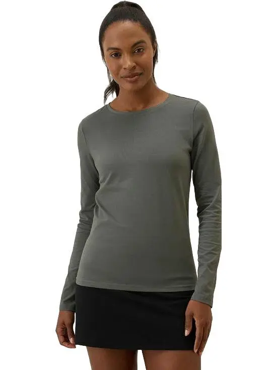 PACT Luxe Stretch Jersey Slim Long Sleeve Tee - Castor Grey