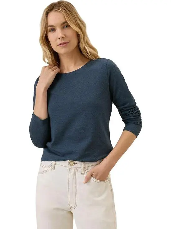 PACT Organic Cotton Luxe Stretch Jersey Slim Long Sleeve Tee - French Navy Heather