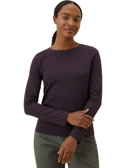 PACT Luxe Stretch Jersey Slim Long Sleeve Tee - Plum