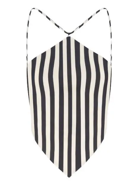 SIMONMILLER Kit Poplin Tie Top - Black/white Stripe