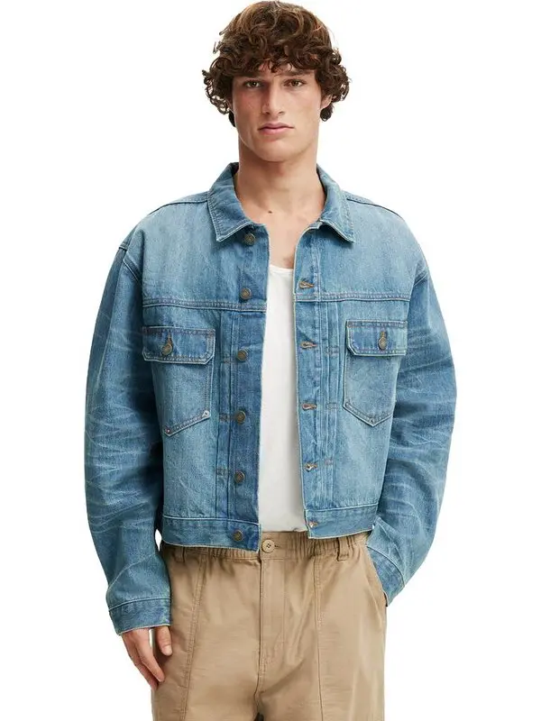 COTTON ON Denim Rinse Trucker Jacket - Rattle Blue
