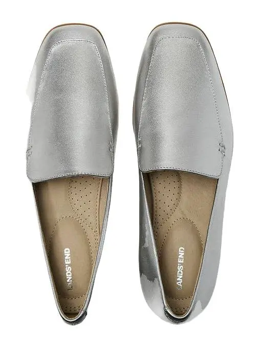 LANDS' END Classic Leather Loafers - Silver Leather