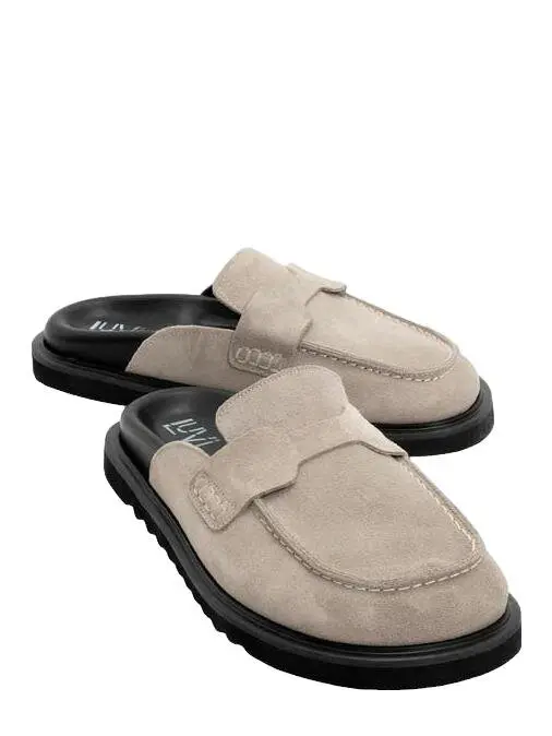 FOREVER & ALWAYS SHOES Laven Leather Clogs - Beige Suede Leather