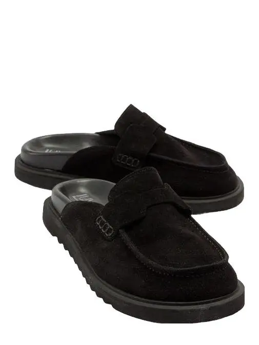 FOREVER & ALWAYS SHOES Laven Leather Clogs - Black Suede Leather