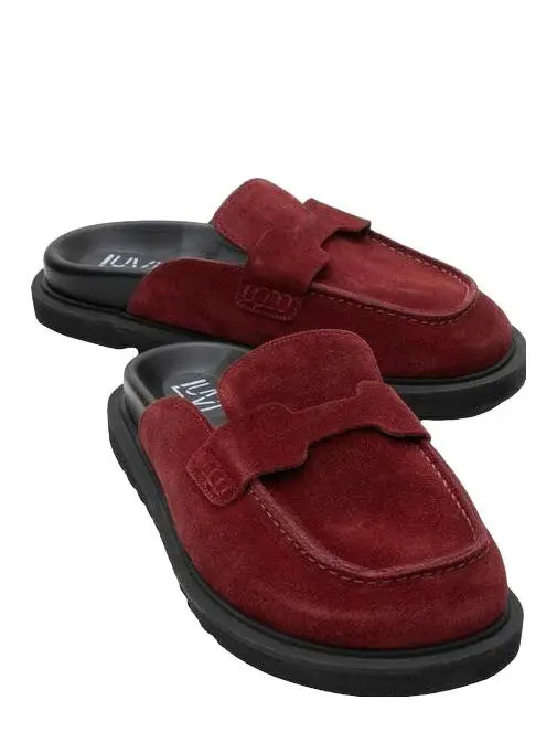 FOREVER & ALWAYS SHOES Laven Leather Clogs - Burgundy Suede Leather