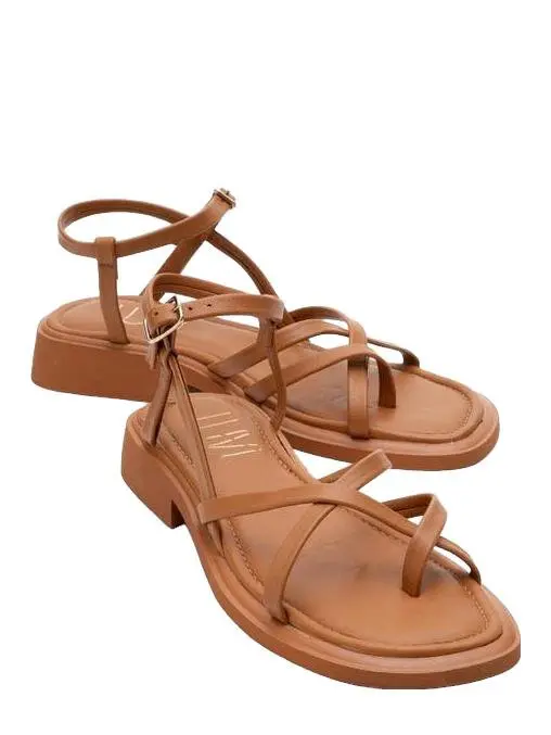 FOREVER & ALWAYS SHOES Antas Leather Flat Sandals - Cognac Leather