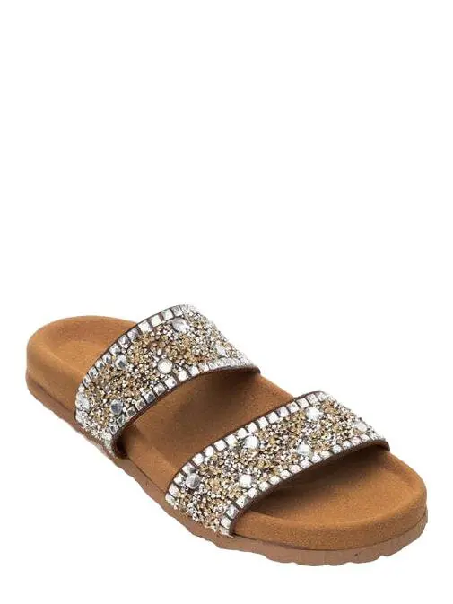 FOREVER & ALWAYS SHOES Jamie Leather Slide Sandal - Cognac Leather