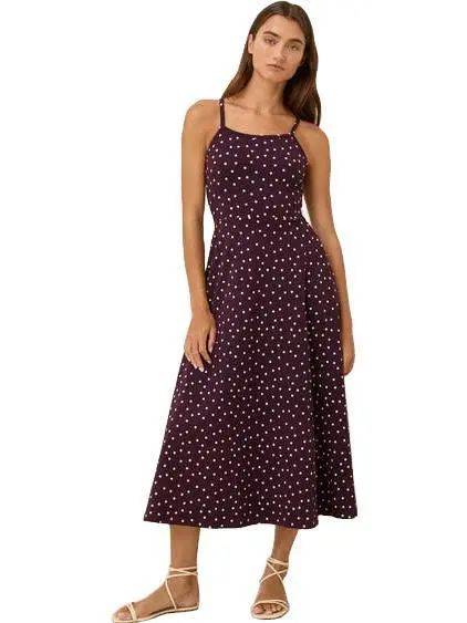 PACT Fit & Flare Midi Dress - Berry Polka Dot