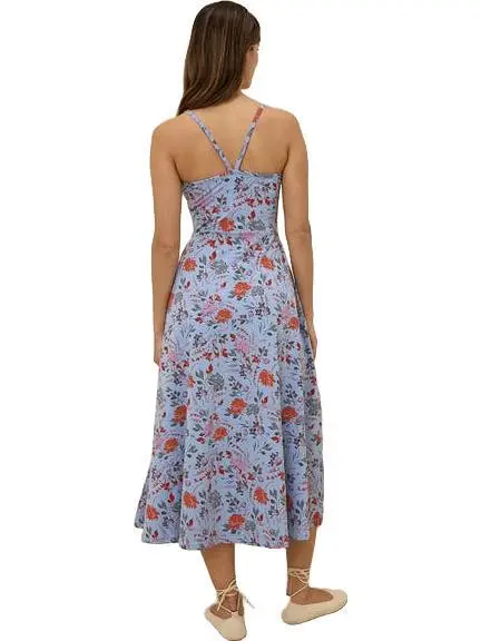 PACT Fit & Flare Midi Dress - Cornflower Blue