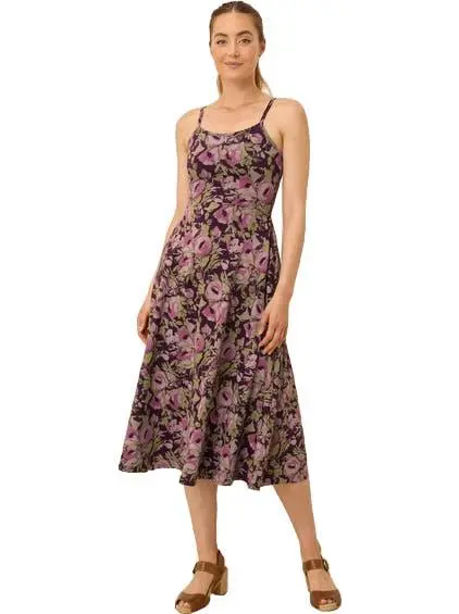 PACT Fit & Flare Midi Dress - Gathered Joys Berry Jam