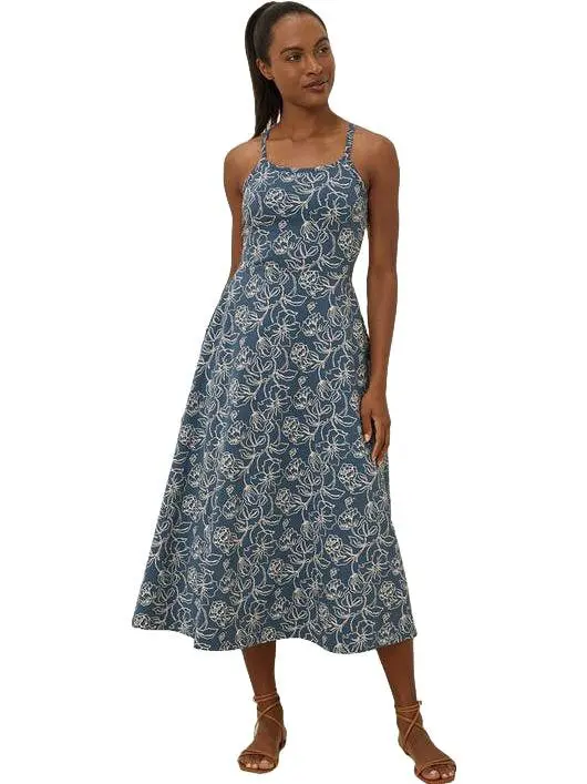 PACT Fit & Flare Midi Dress - Looking Glass Floral Blue