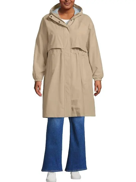 LANDS' END Squall Packable Long Raincoat - Champagne