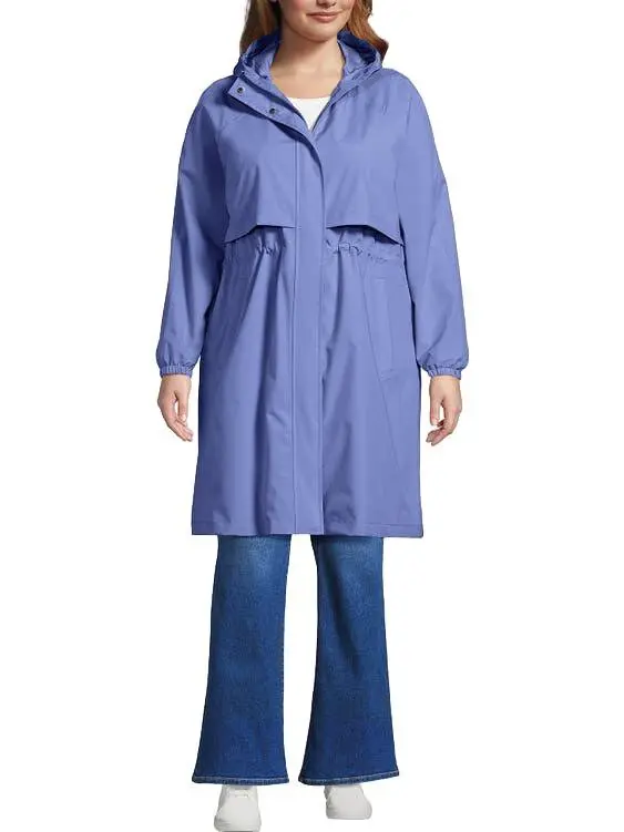 LANDS' END Squall Packable Long Raincoat - Light Periwinkle